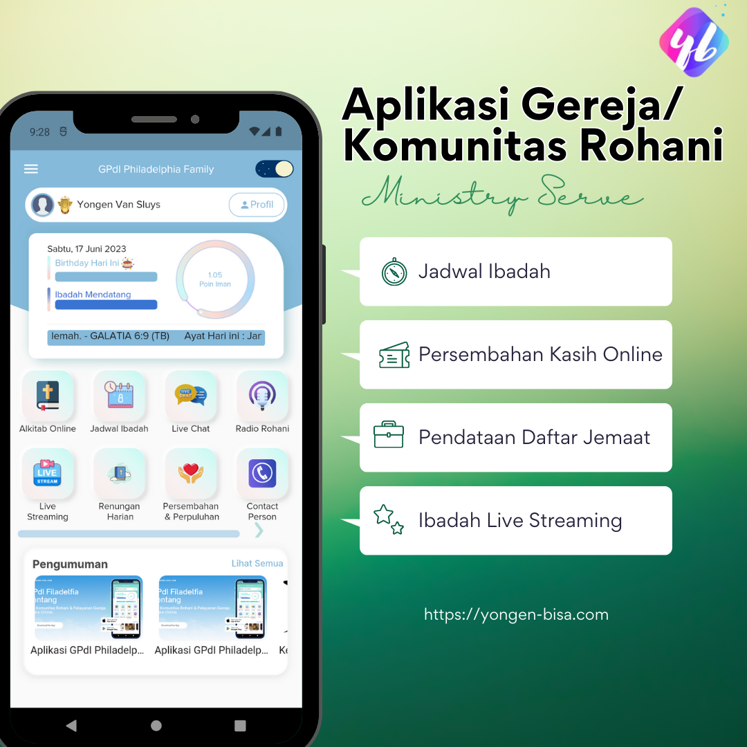 Aplikasi Pelayanan Gereja/Komunitas Rohani - yongen bisa